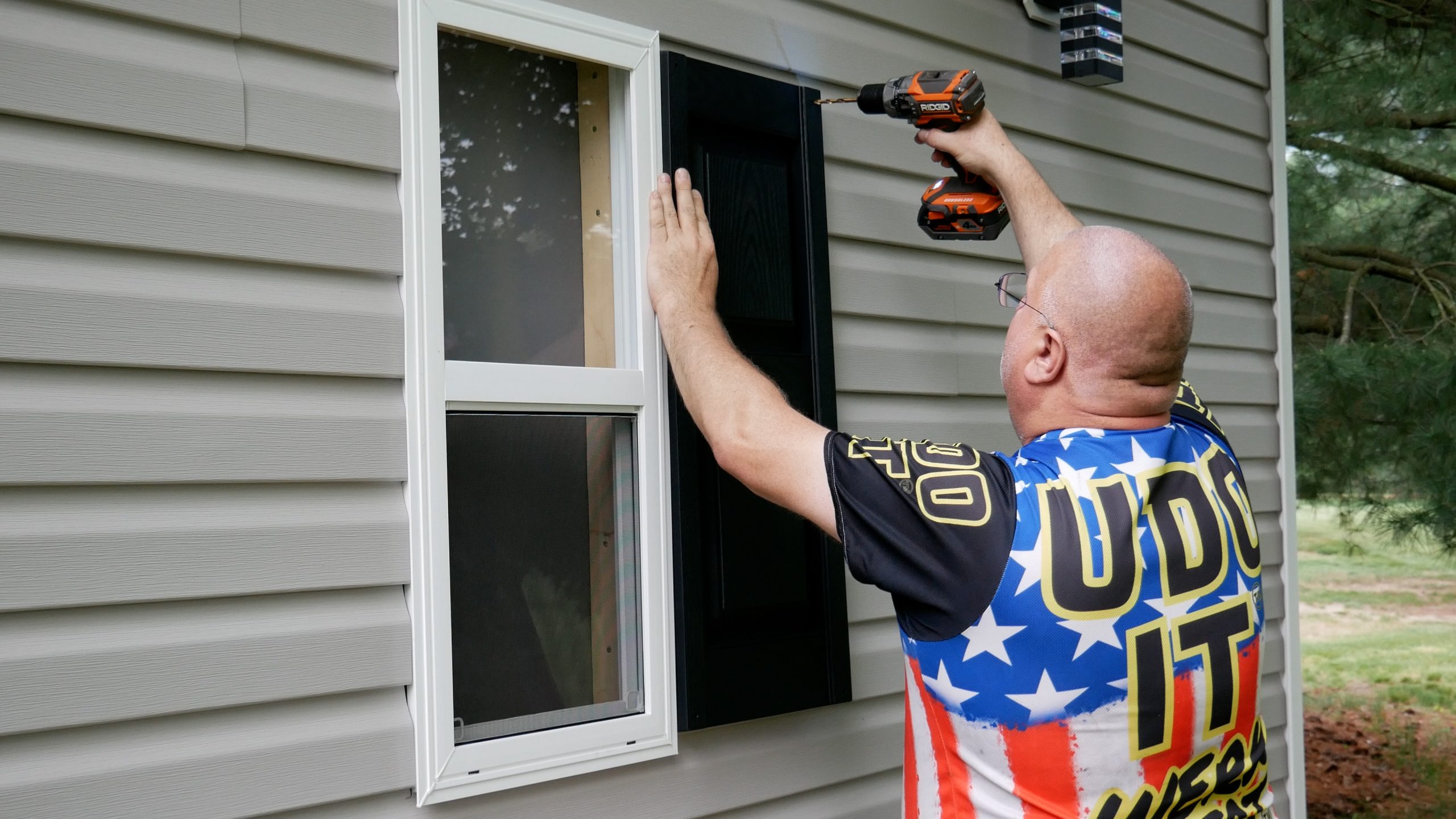 Do It Yourself Build a Shed – Installing Vinyl Shutters
